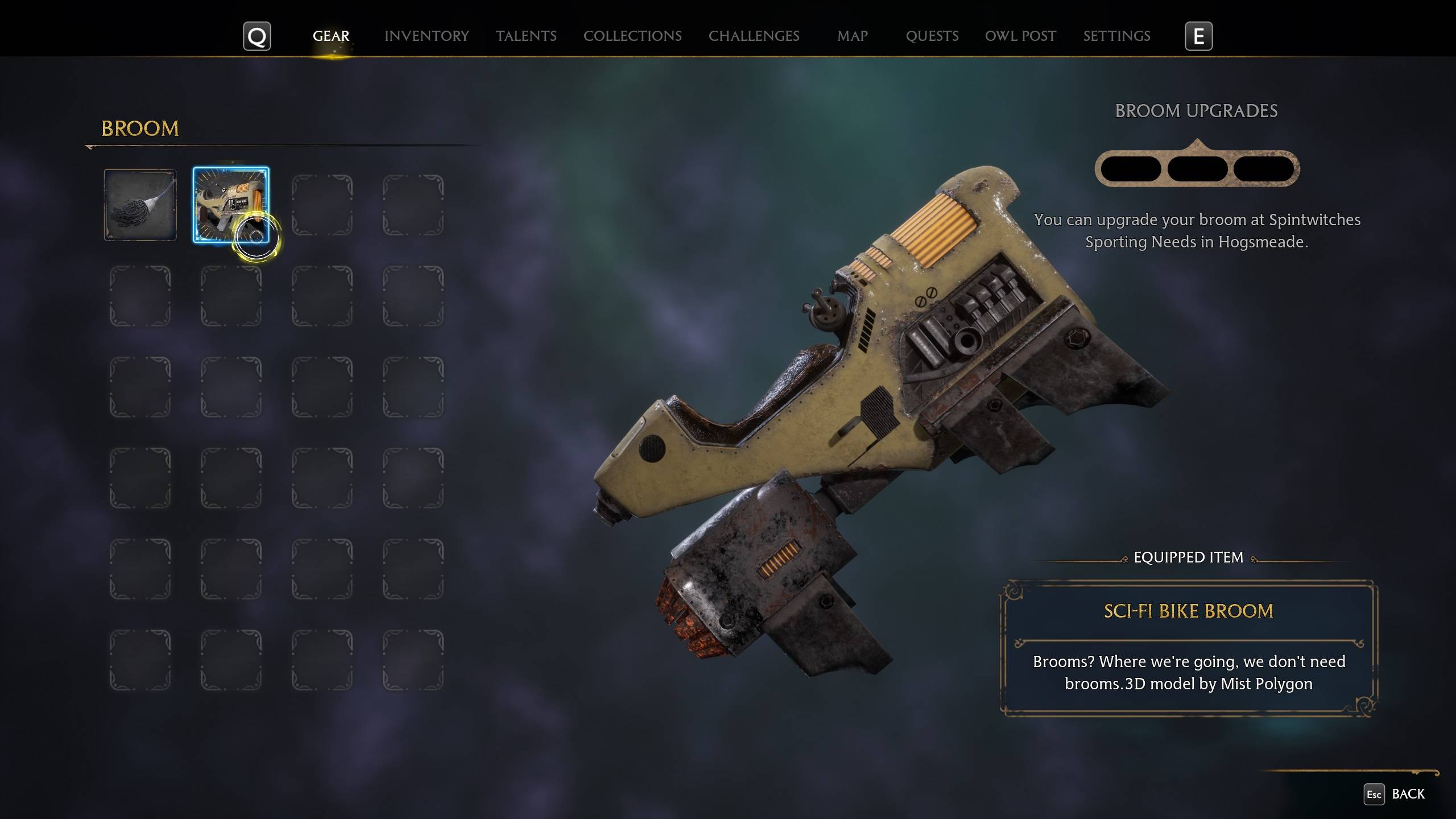 Sci-Fi Bike Broom - Gallery - Hogwarts Legacy Mods - CurseForge